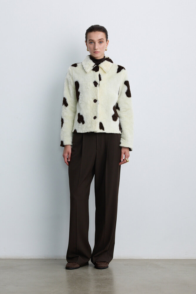 COW PRINT SUNİ KÜRK CEKET Online Satın Al! BBFW255085 | Be Blue