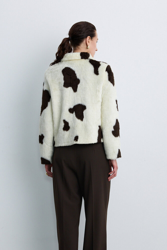 COW PRINT SUNİ KÜRK CEKET Online Satın Al! BBFW255085 | Be Blue