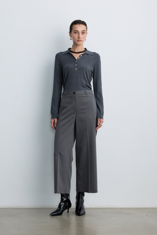 GRİ KISA STRAIGHT FIT PANTOLON Online Satın Al! BBFW252194 | Be Blue
