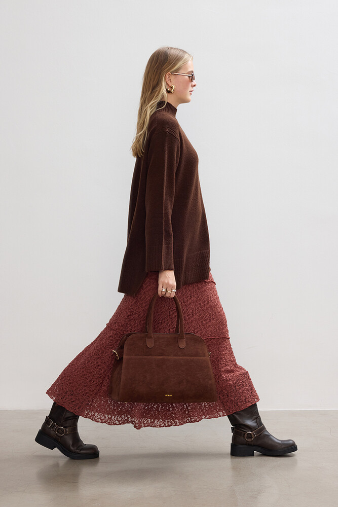 KAHVERENGİ KEMERLİ SÜET TOTE ÇANTA Online Satın Al! | Be Blue