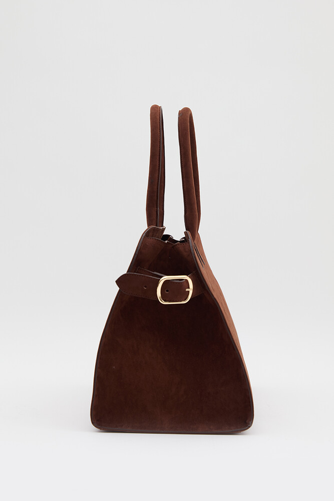 KAHVERENGİ KEMERLİ SÜET TOTE ÇANTA Online Satın Al! | Be Blue