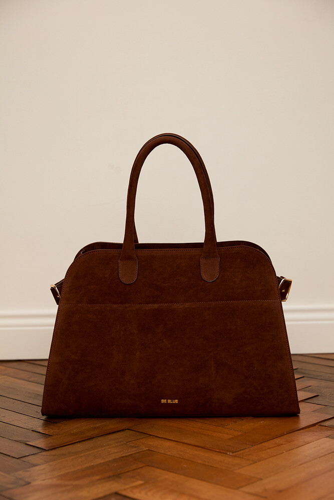 KAHVERENGİ KEMERLİ SÜET TOTE ÇANTA Online Satın Al! | Be Blue