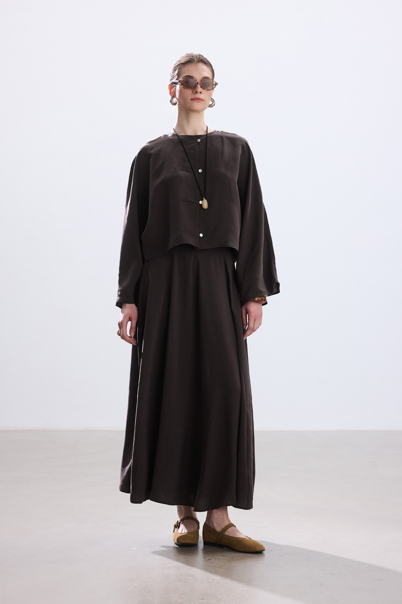 KAHVERENGİ SEDEF DÜĞMELİ MODAL GÖMLEK Online Satın Al! | Be Blue